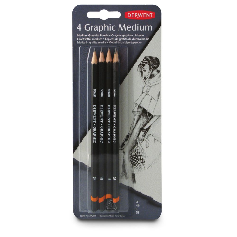Editora Crás - Kit c/ 4 Lápis Graduados MEDIUM Derwent: 2H, HB, B e 2B ...